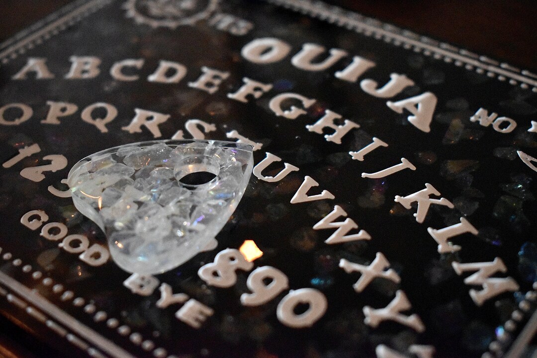 Handmade Ouija Board + Iridescent Glass Planchette | Sun and Moon ...