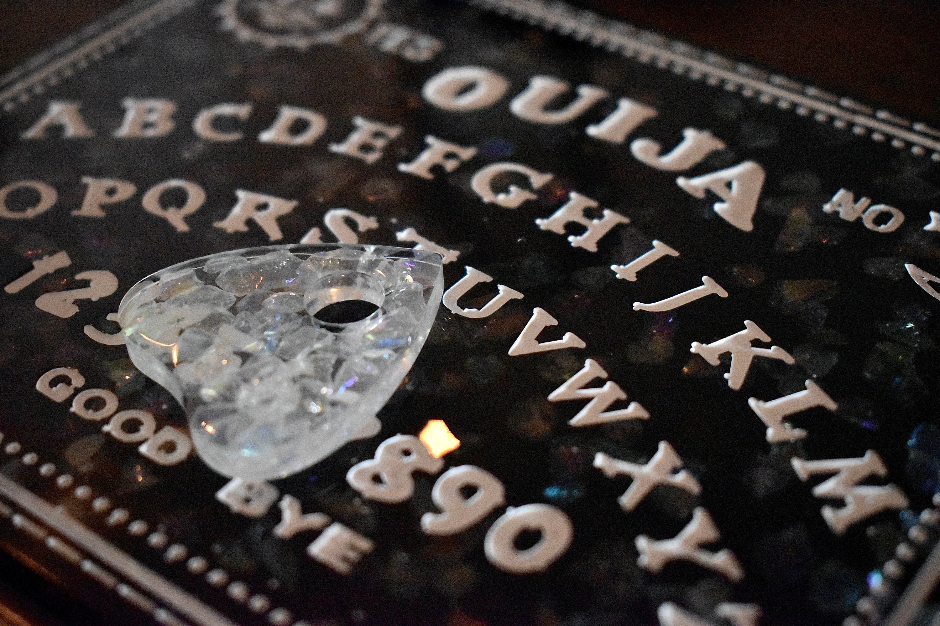 Handmade Ouija Board + Iridescent Glass Planchette | Sun and Moon ...