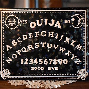 Handmade Ouija Board + Iridescent Glass Planchette | Sun and Moon ...