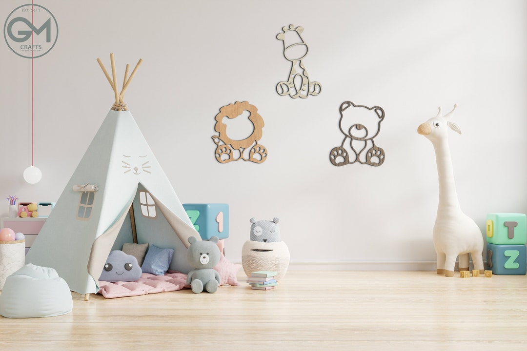 Zoo Animals, Trio, Wall Art Set, Children's Bedroom, Nursery, Decor ...