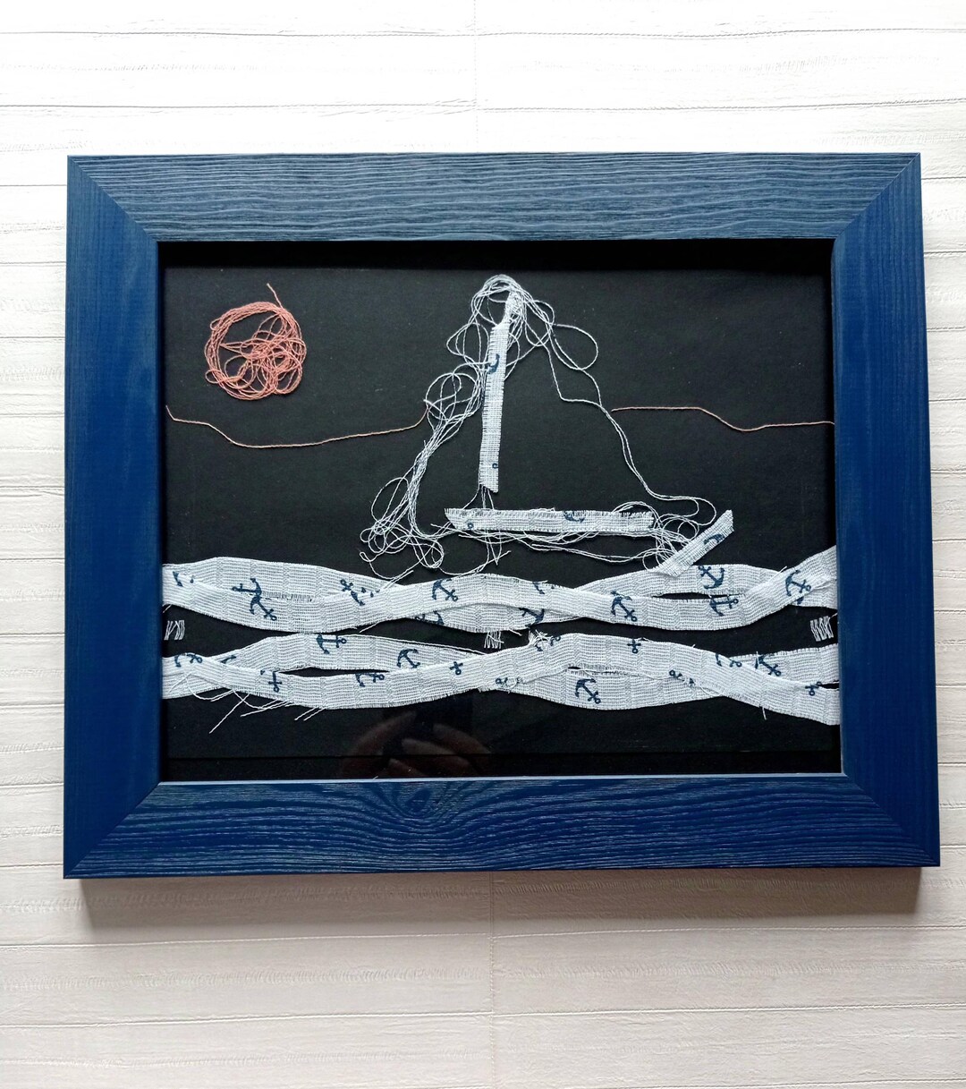 "au Fil De L'eau" Frame in Recycled Fabrics, Nautical Wall Decor ...