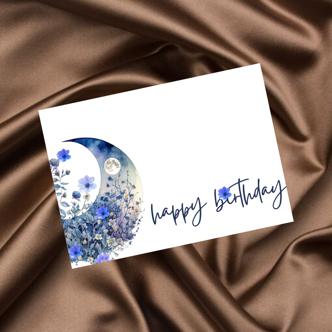 Moon Birthday Card for Her Printable, Astrology Planet Birthday Card ...