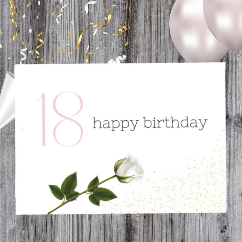 18 Birthday Card for Her Printable - Etsy