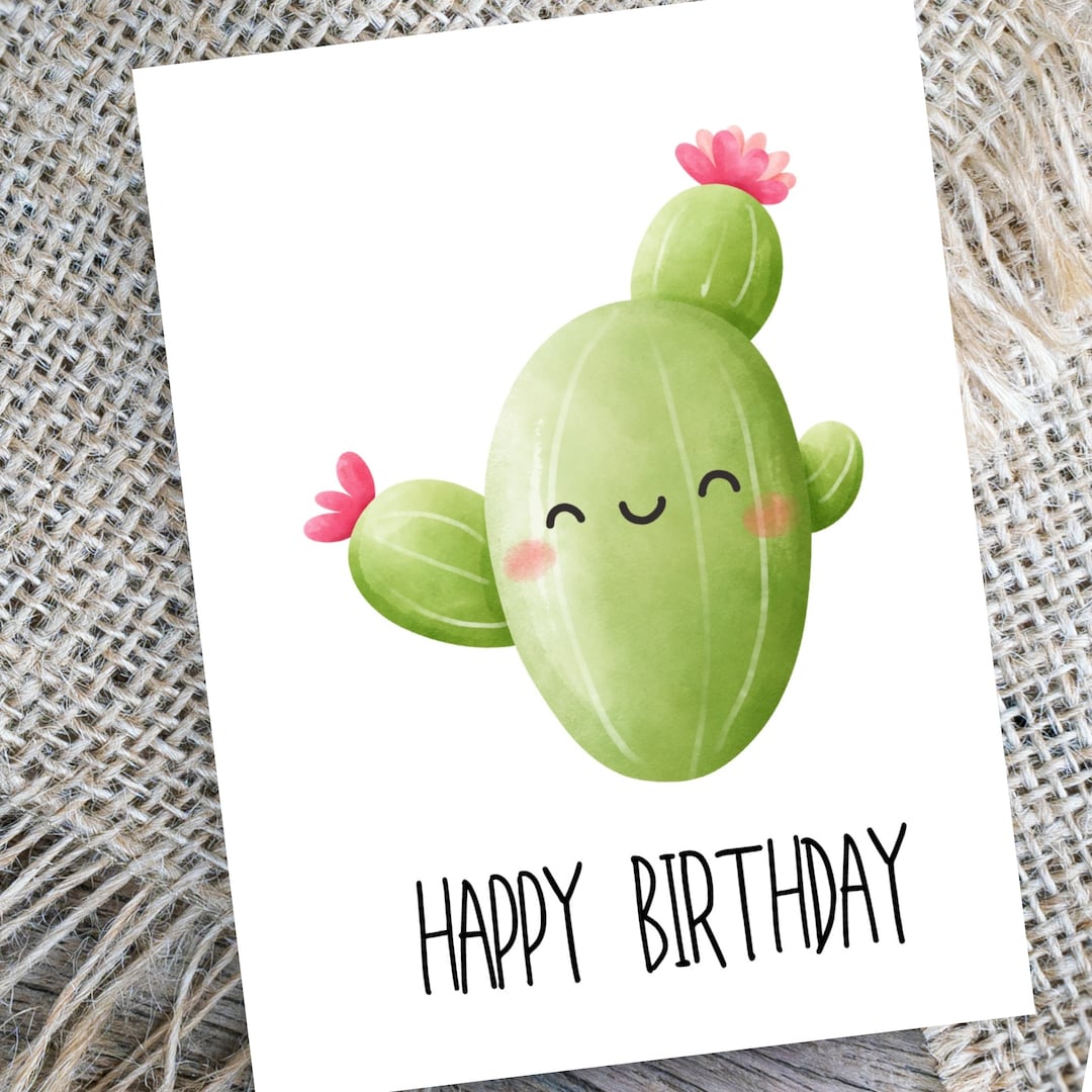 Cactus Happy Birthday Card Printable - Etsy