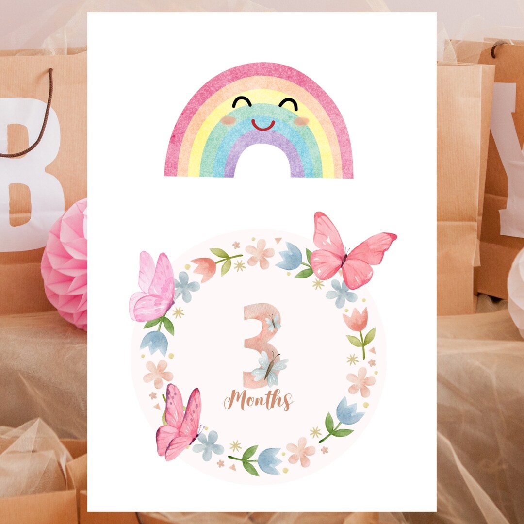 3 Months Birthday Card Girl Printable - Etsy
