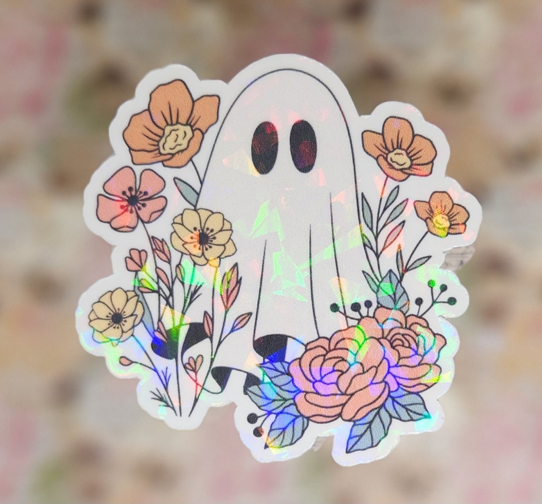 Ghostie Hippy Vintage Water Bottle Sticker, Bookish Ghost Sticker ...