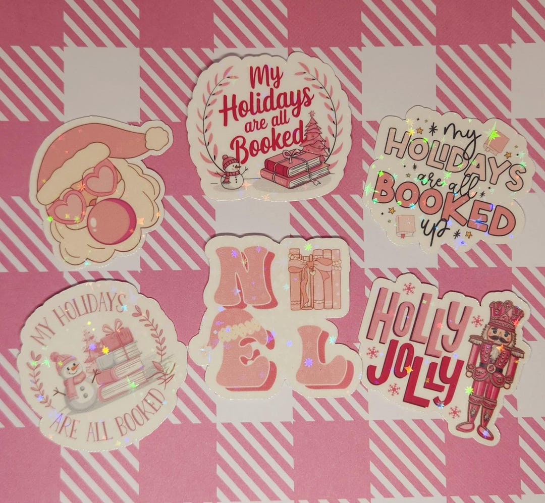 Pink Christmas Bookish Mini Sticker Collection, Reader, Kindle Sticker ...