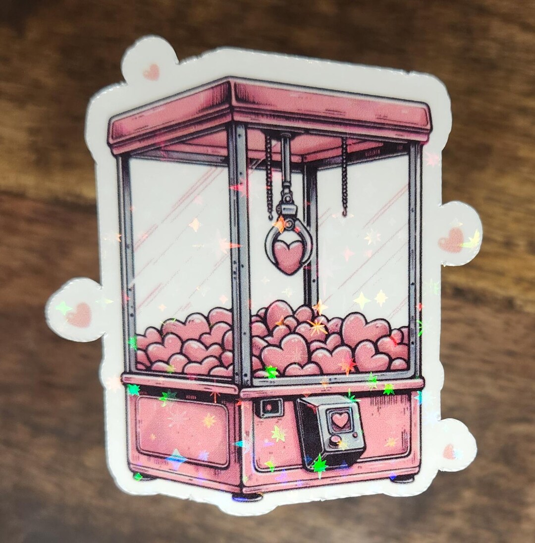 Valentine's Claw Machine Sticker, Vinyl Sticker, Water Resistant ...