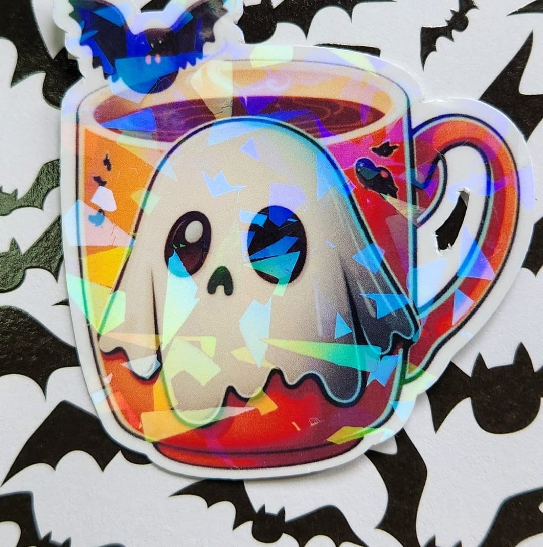 Spooky Ghosty Coffee Sticker, Vinyl Water Resistant Sticker, iPad ...
