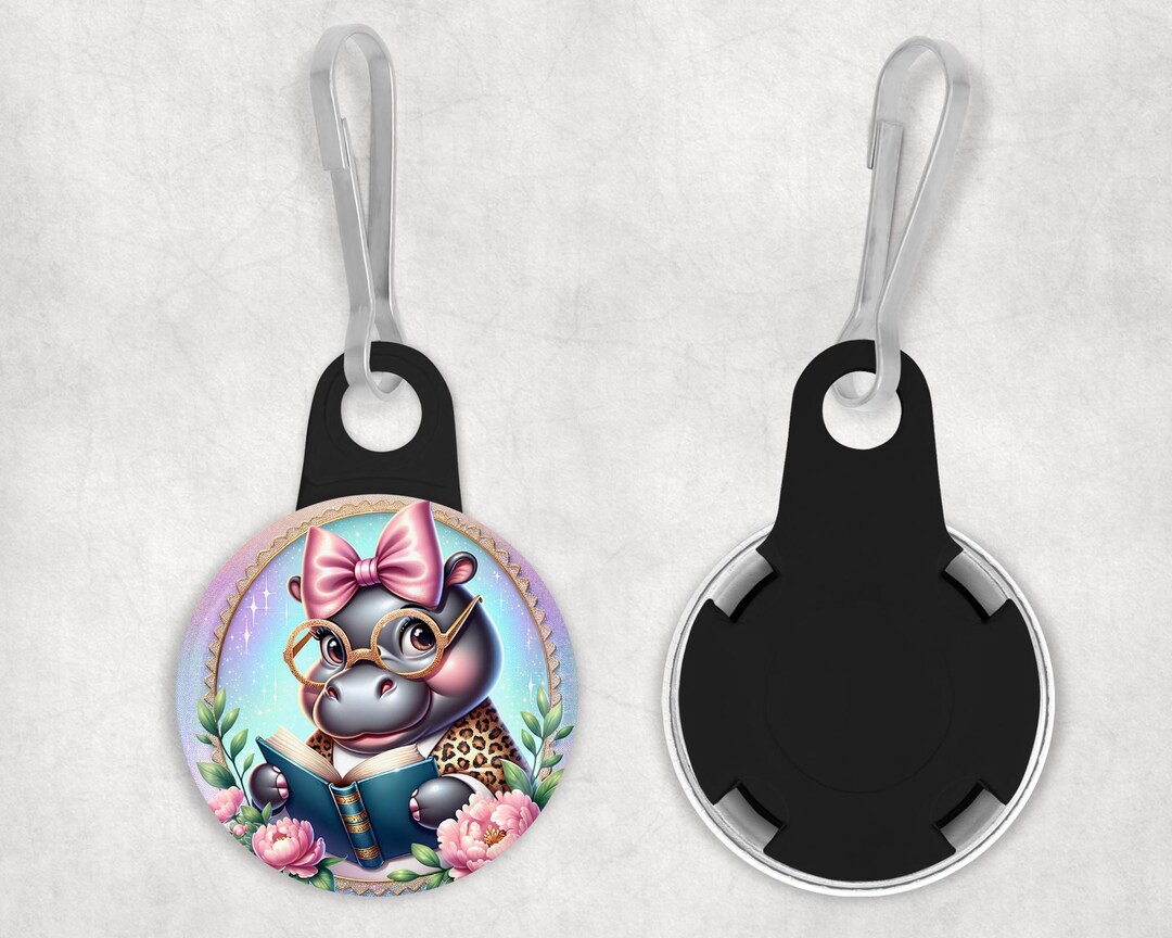 Hippo Reading | Zipper Pull - Etsy