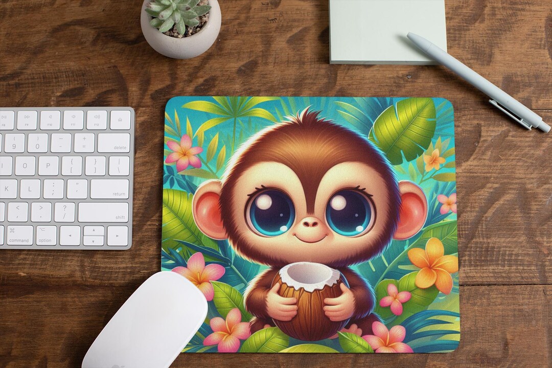 Monkey With Coconut | Mouse Pad - Etsy