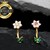 14K Solid Gold Flower Curved Barbell/green Leaf Cartilage Earring/16g ...