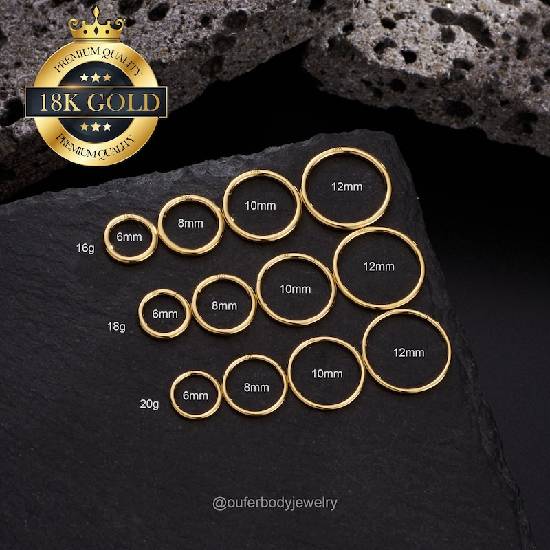 18kt Gold Tiny Hoop - Etsy