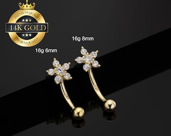 Golden Rook Piercing Curved Barbell Ring..16g..6mm OR 8mm - Etsy