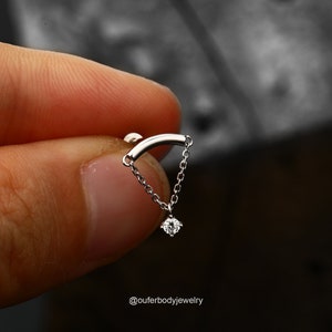 14K Solid Gold Threadless Dangle Hidden Helix Earrings/cartilage ...