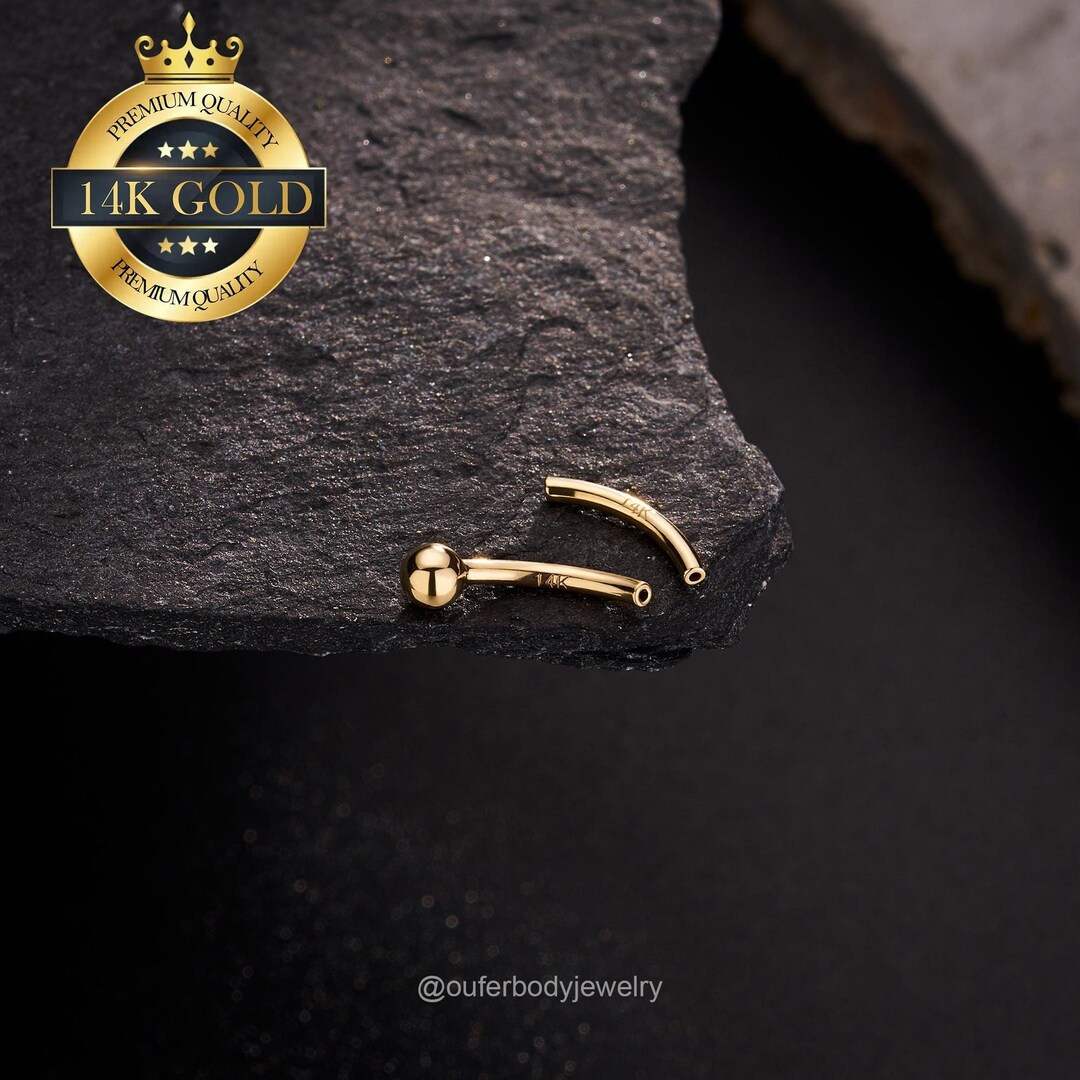 14K Gold Curved Barbell Replacement Post/threadless Push in Rook ...