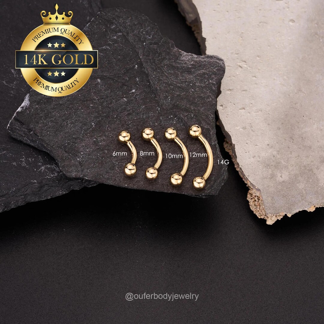 14K Solid Gold Round 4mm Ball Belly Button Ring Internally Threaded/14g ...