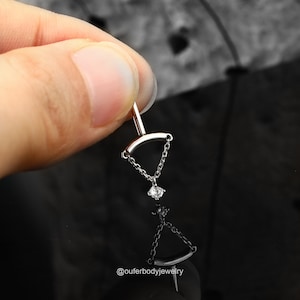 14K Gold Vertical Dangle Hidden Helix Piercing/threadless Push Pin Flat ...