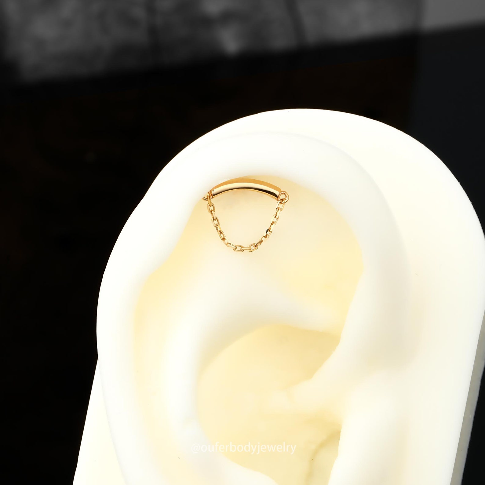 14K Solid Gold Double/single Chain Drape Internally Threaded Stud ...