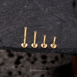16G 18G 20G 5,6,8,10mm THREADLESS 14K Solid Gold Replacement/threadless ...