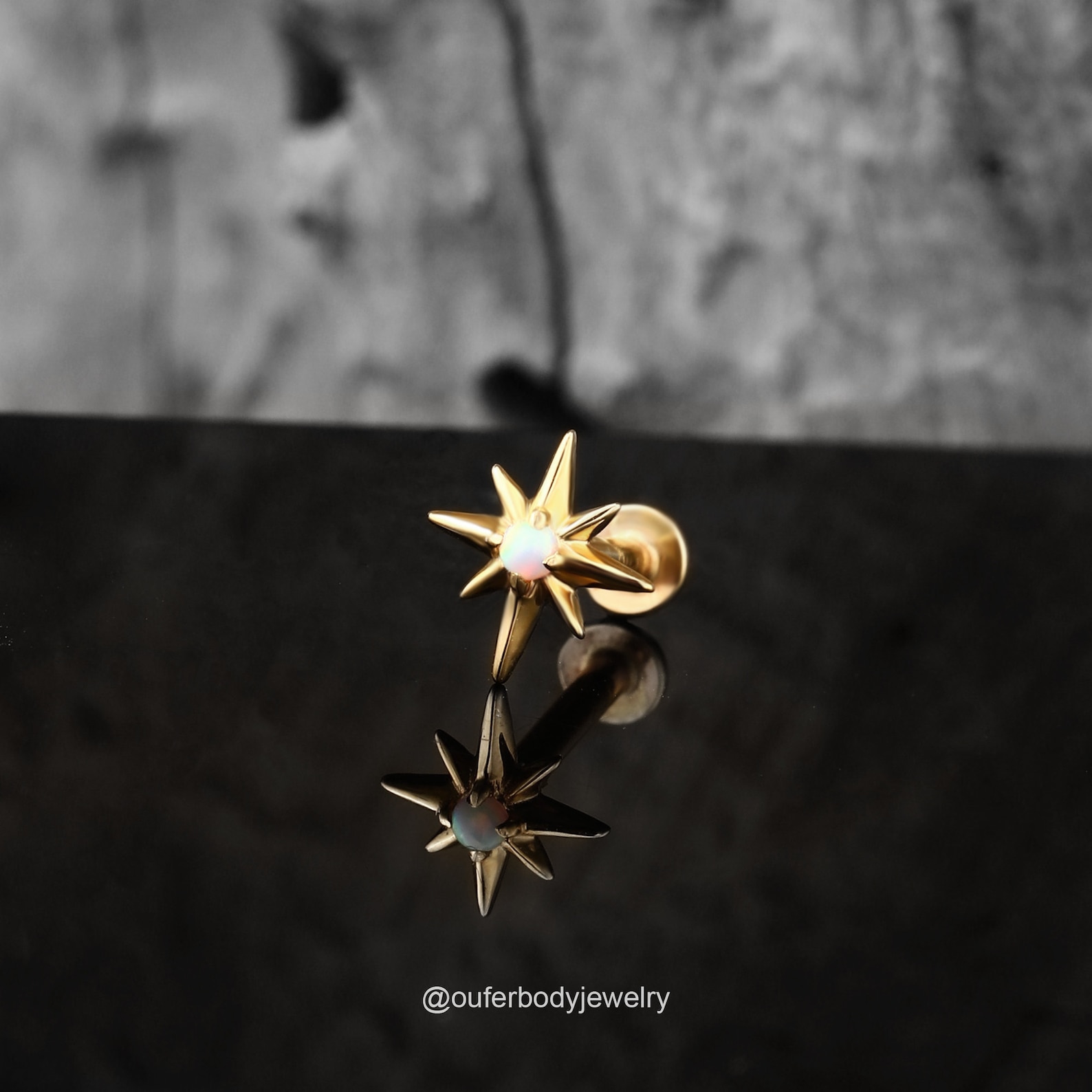 14k Solid Gold Tiny Hexagram Star Threadless Stud Earring/sunburst ...