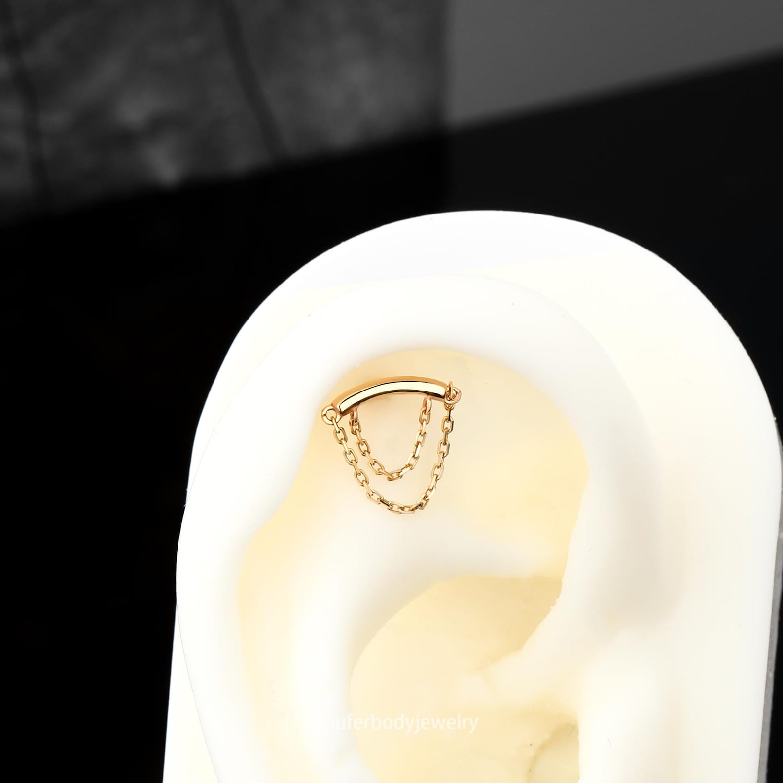 14K Solid Gold Double/single Chain Drape Internally Threaded Stud ...