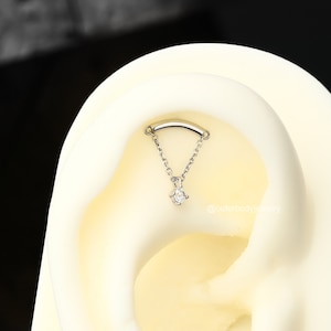 14K Solid Gold Threadless Dangle Hidden Helix Earrings/cartilage ...