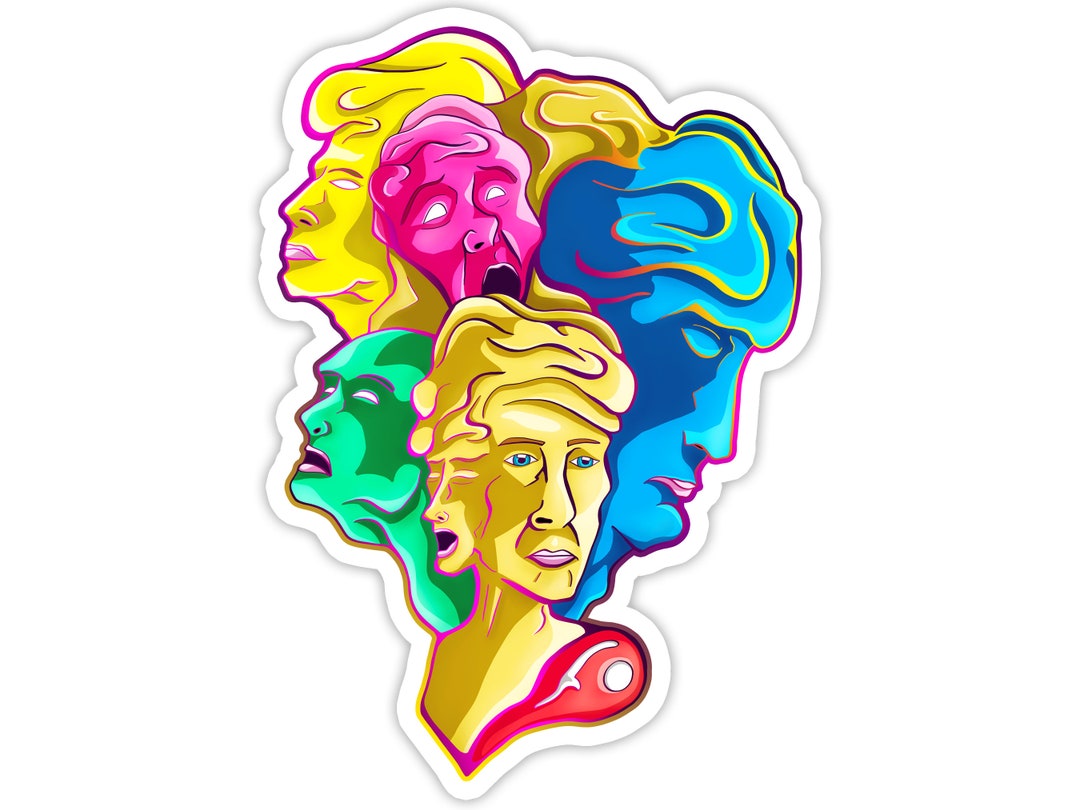 Distraught Sticker, Trippy Psychedelic Bust of Emotions Design Decal ...