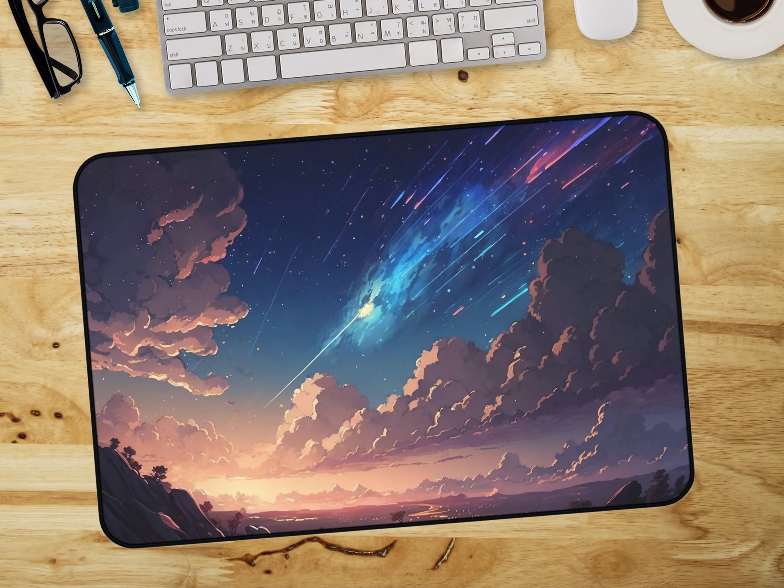 Anime Desk Mat, Blue Mouse Pad, Gaming Desk Mat, Anime Gift, Computer ...