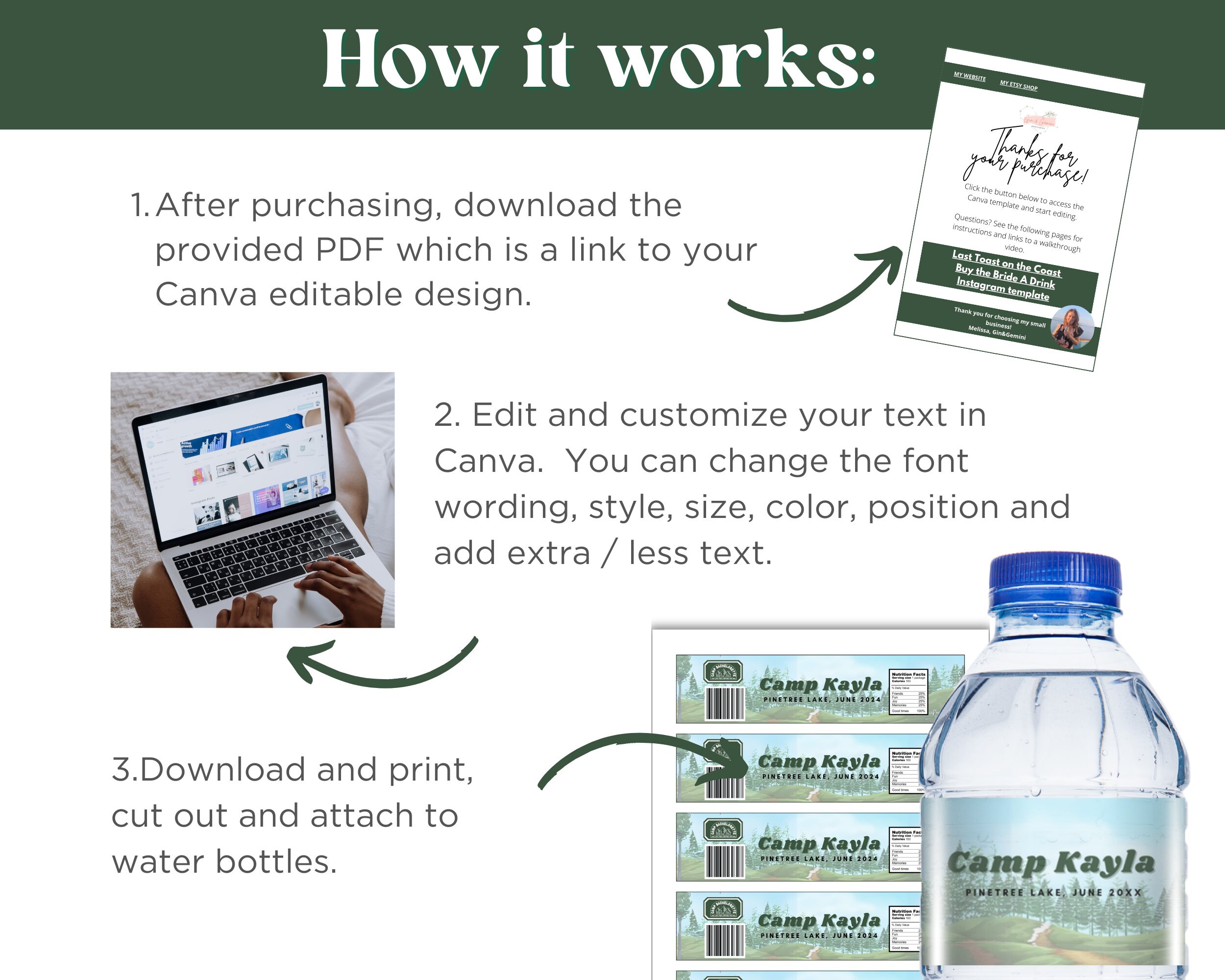 Editable Camp Bachelorette Party Water Bottle Label Canva Template ...
