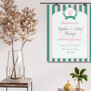 Last Swing Tennis Preppy Hen Party Bachelorette Welcome Signs Editable ...
