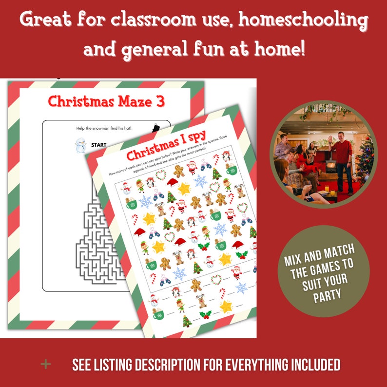 Christmas Kids Printable Activity Bundle Classroom Activities ...