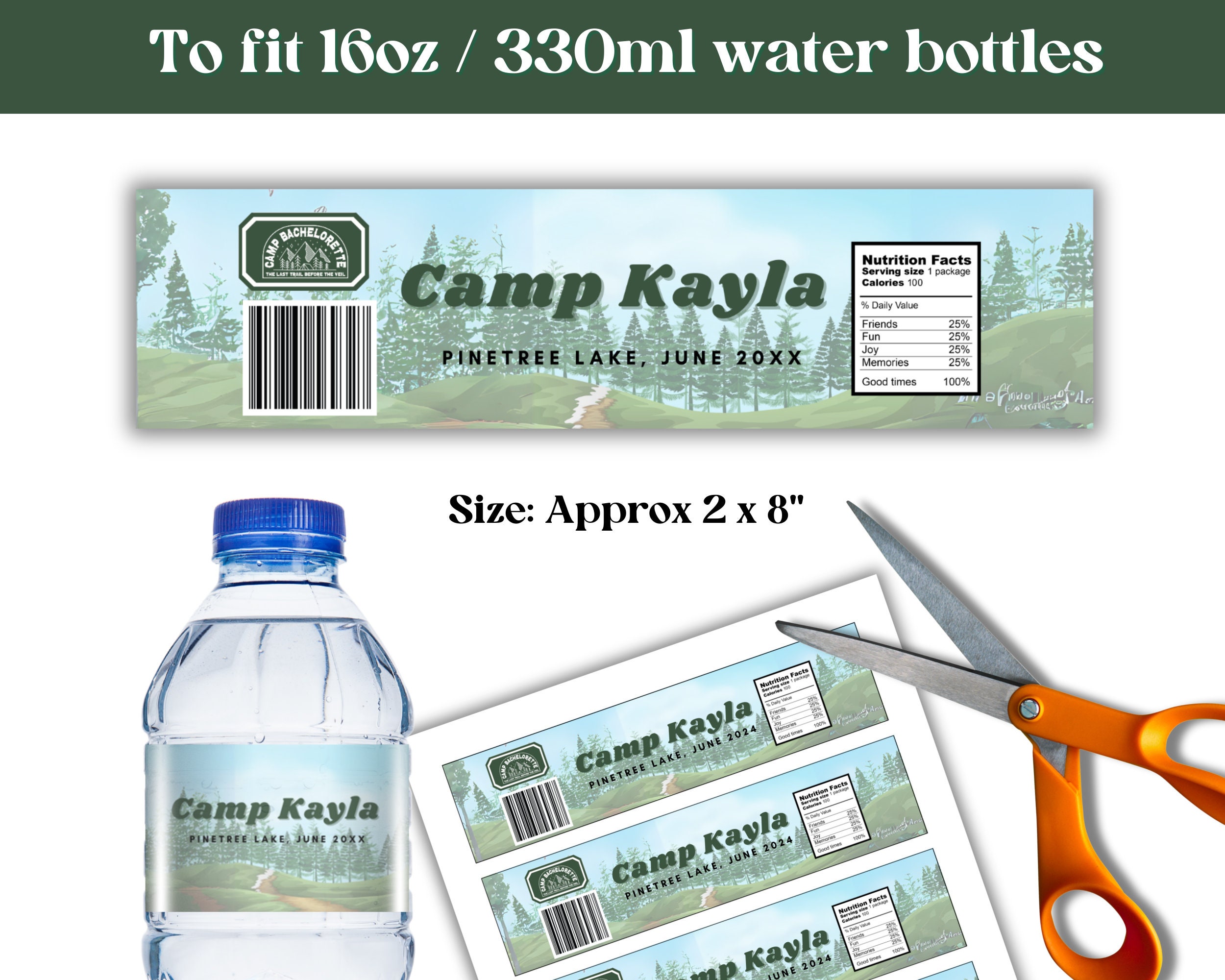 Editable Camp Bachelorette Party Water Bottle Label Canva Template ...