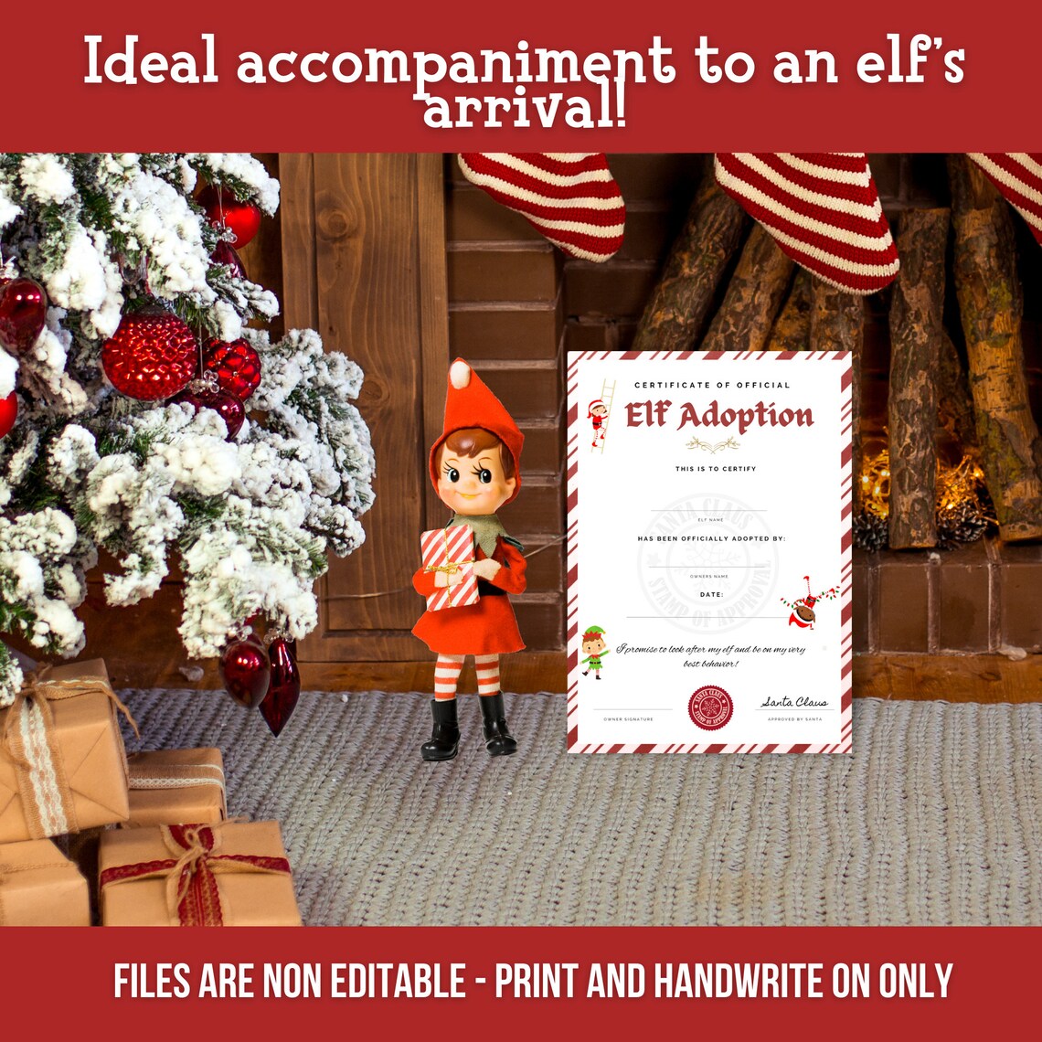 Christmas Elf Adoption Certificate Printable Elf Arrival Christmas ...