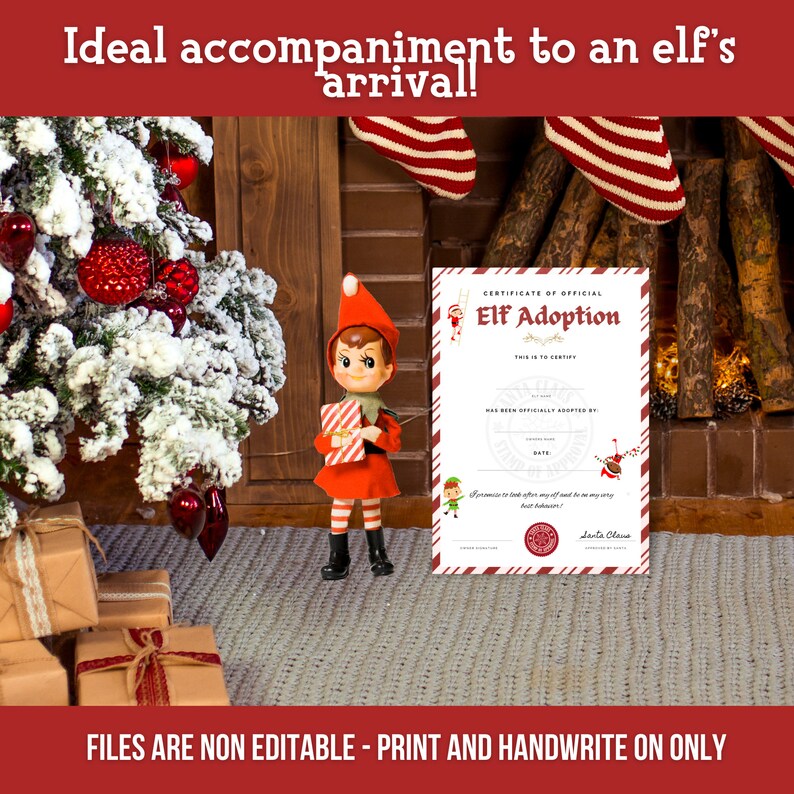 Christmas Elf Adoption Certificate Printable Elf Arrival Christmas ...