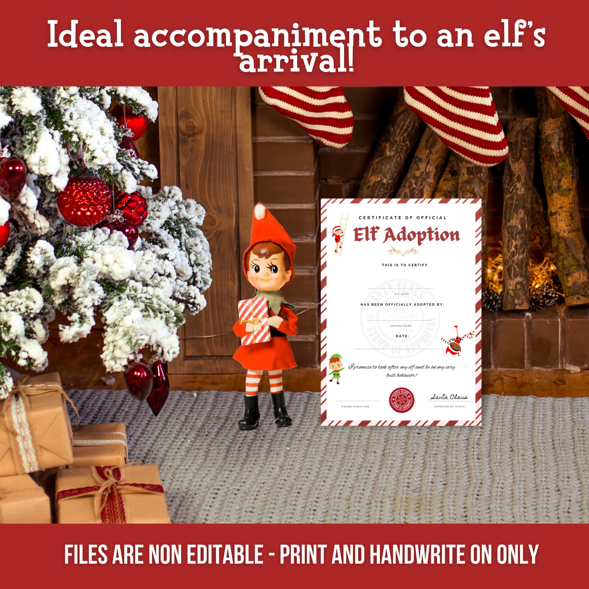 Christmas Elf Adoption Certificate Printable Elf Arrival Christmas ...
