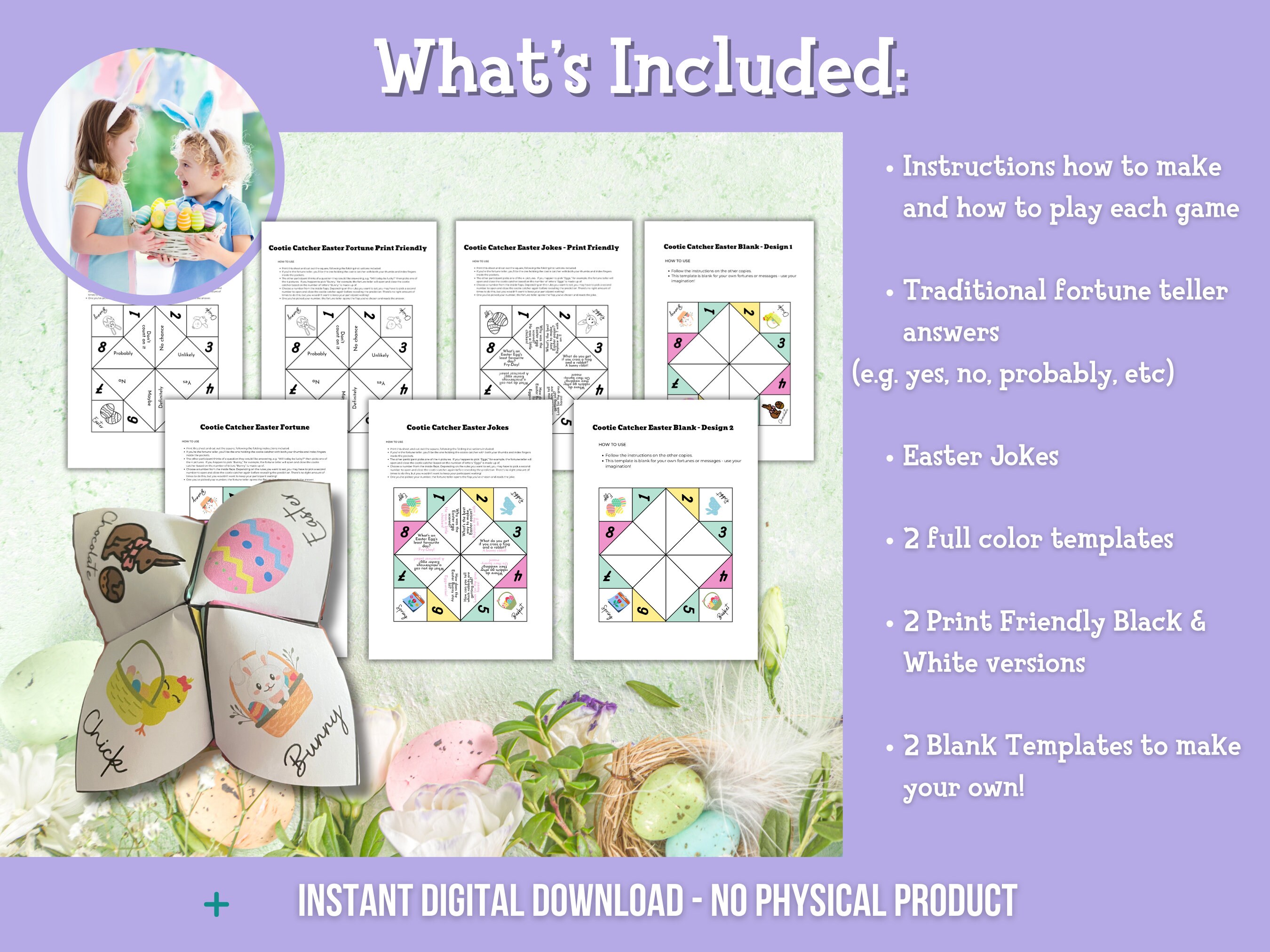 Easter Fortune Teller, Cootie Catcher, Chatterbox, Party Favor, Kids ...