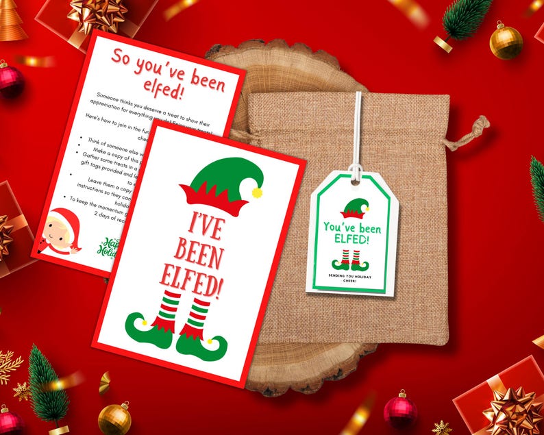 You've Been Elfed Christmas Printable Gift Tags, Teacher Appreciation ...