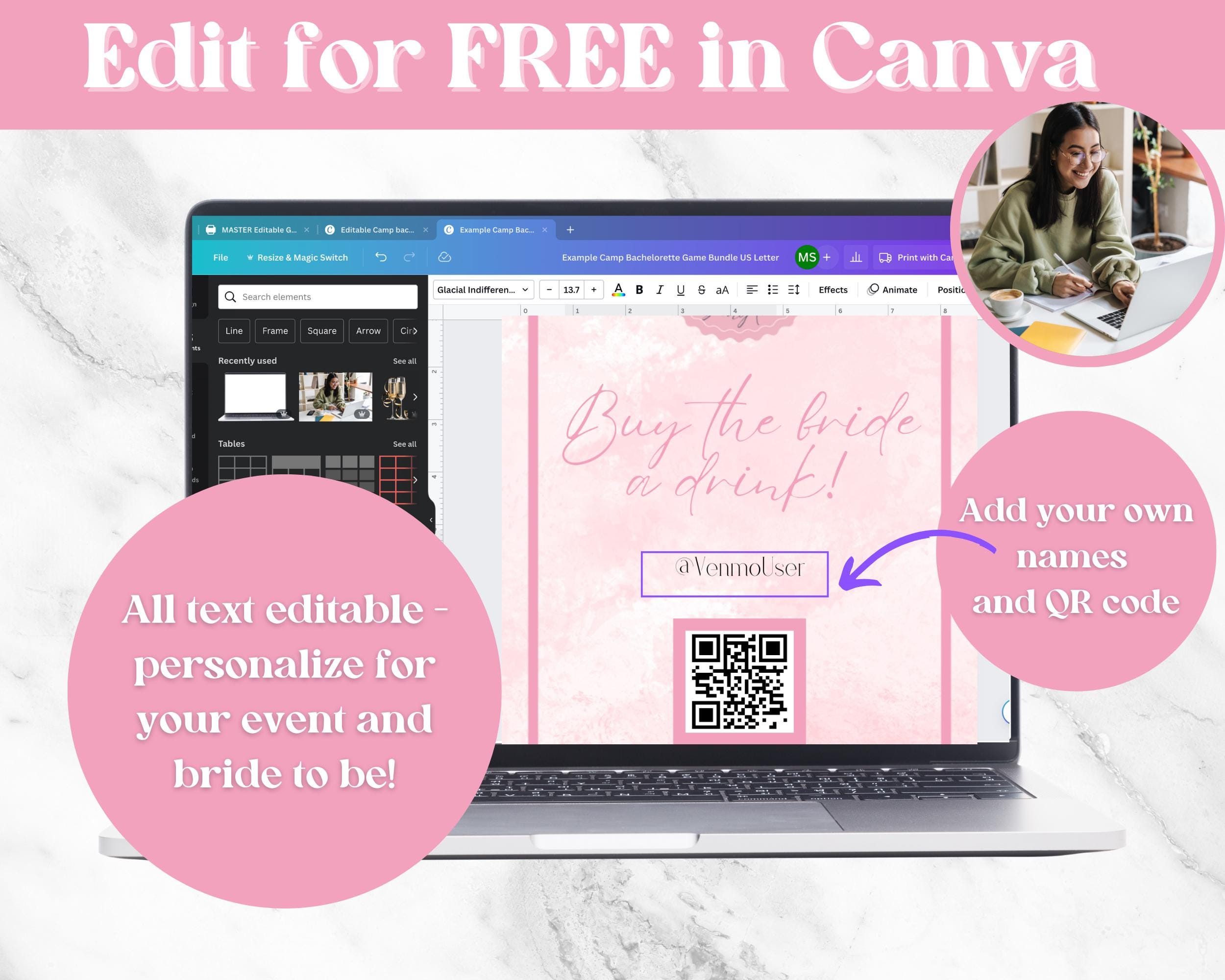 Editable Buy the Bride A Drink Shes Tying the Knot Bachelorette Party ...