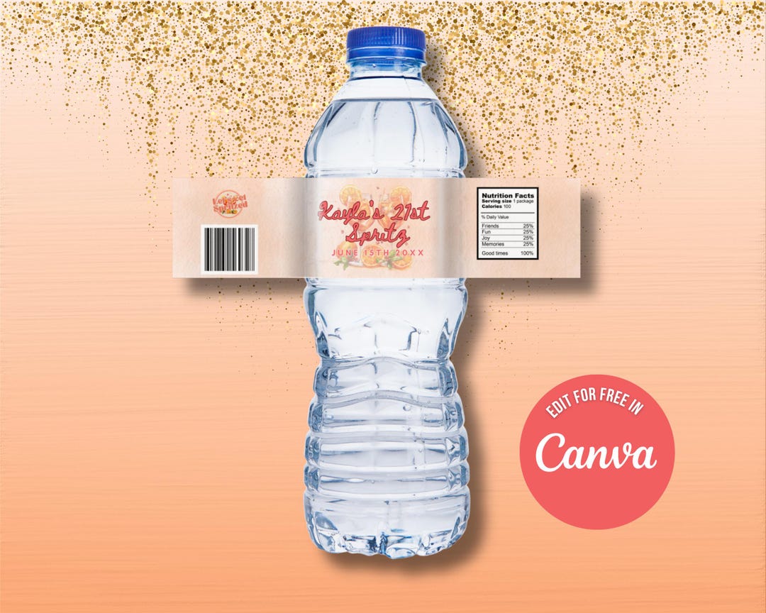 Editable Any Age Birthday Party Water Bottle Label Canva Template, Lets ...