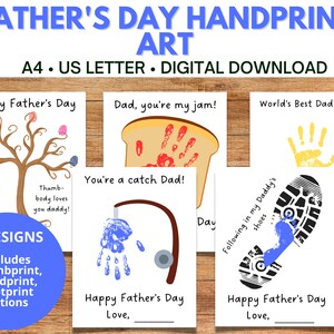 Father's Day Handprint Art Fathers Day Gift for Dad Child Handprint ...