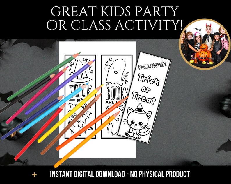 Halloween Bookmarks for Kids Color in Designs Classroom Activity Set of ...
