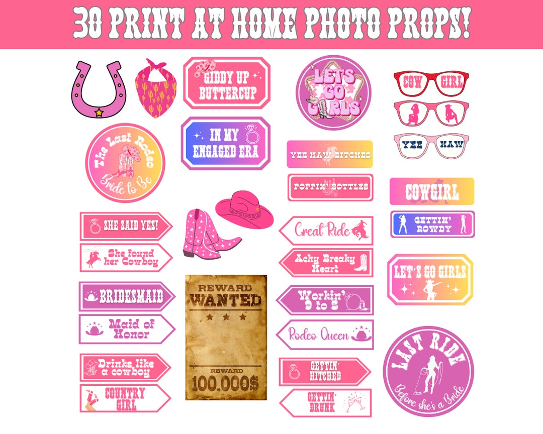 Last Rodeo Bachelorette 30 Photo Props Selfie Props Funny Signs Hen ...