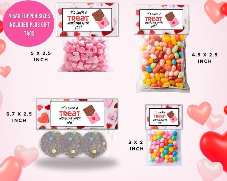 Coworker Valentines Day Treat Bag Toppers Treat Tags, Gift Tags for DIY ...