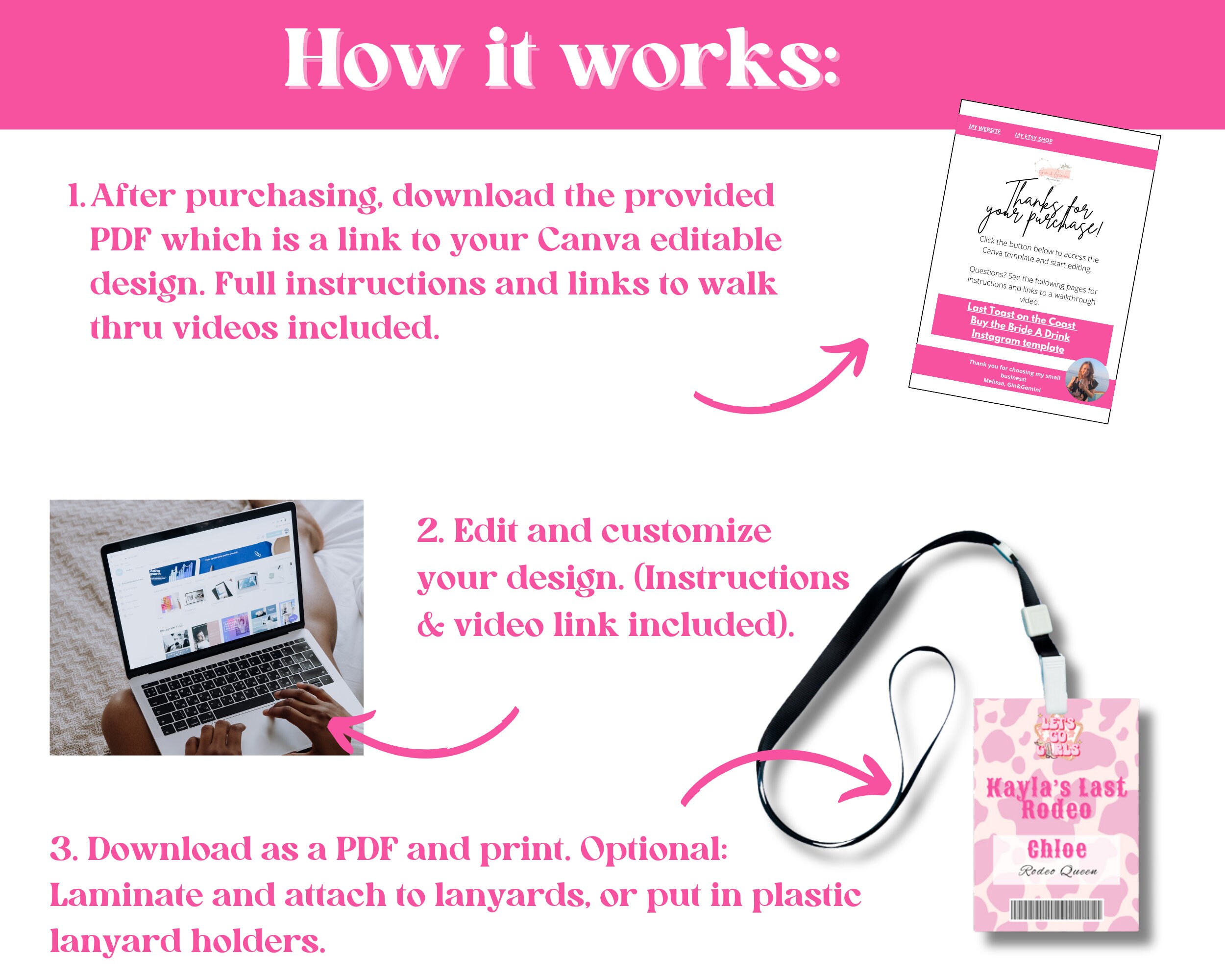 Editable Last Rodeo Bachelorette Party Printable Lanyard Canva Template ...