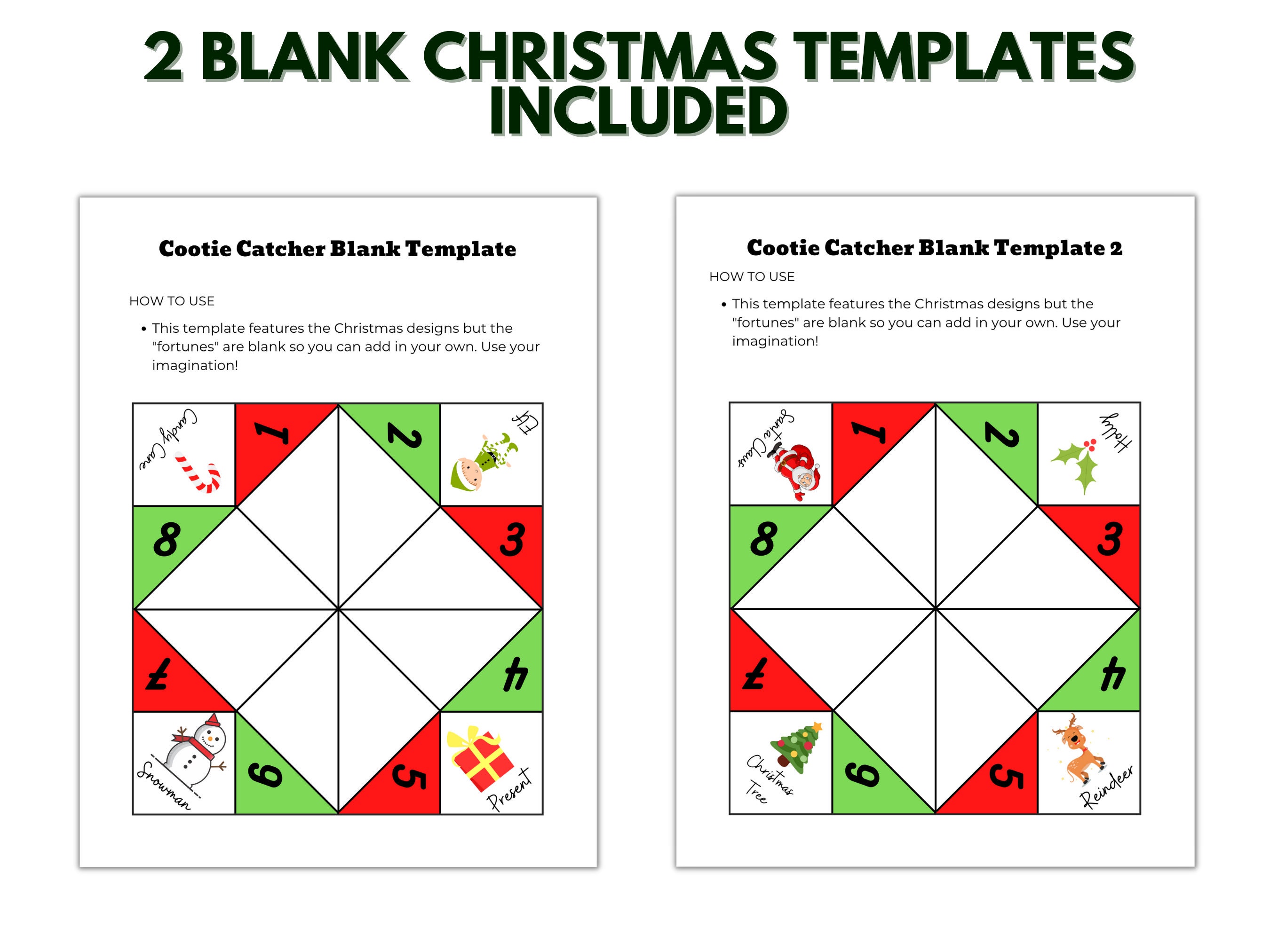 Fortune Teller Cootie Catcher Chatterbox Christmas Themed - Jokes ...