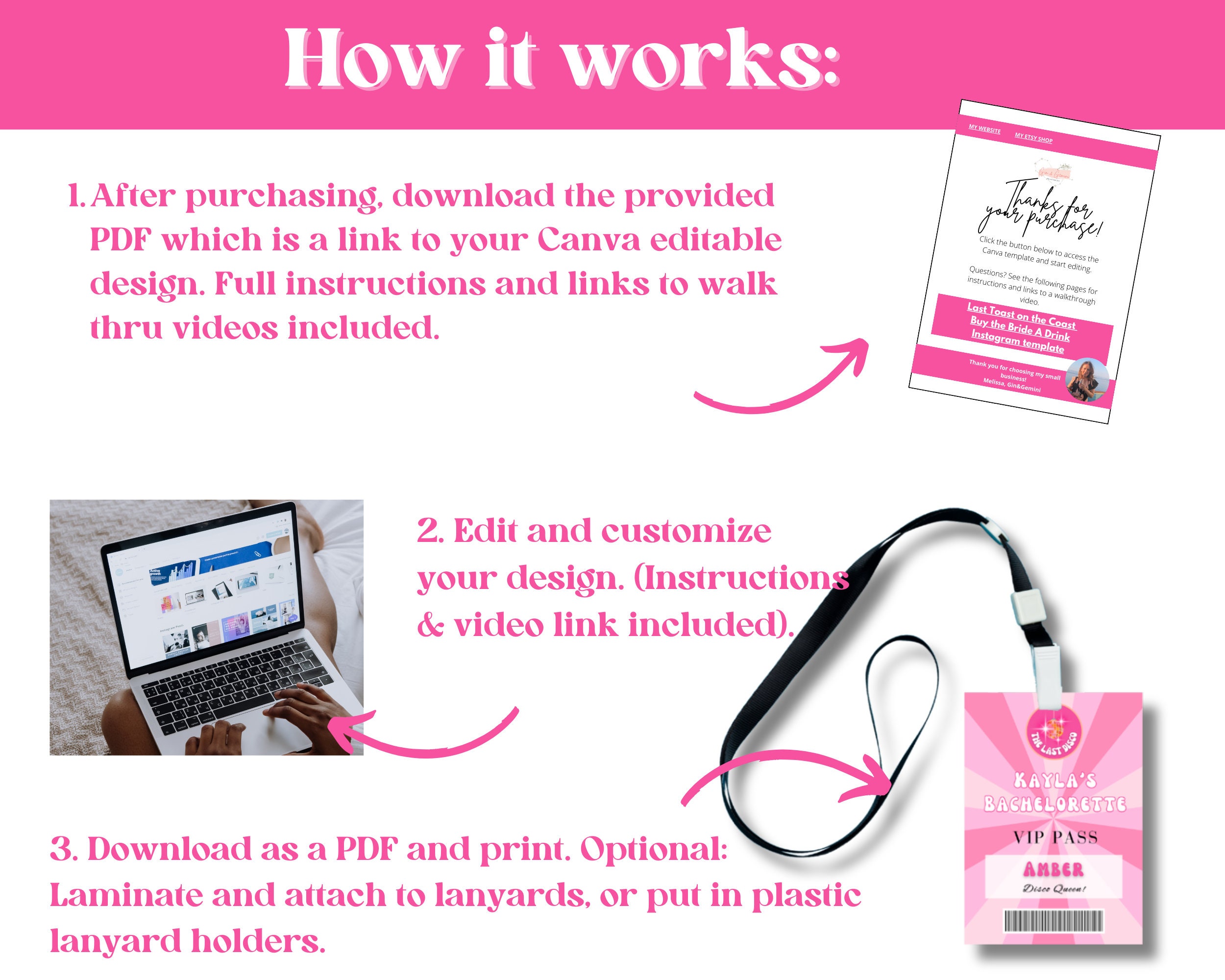 Editable Last Disco Bachelorette Party Printable Lanyard Canva Template ...