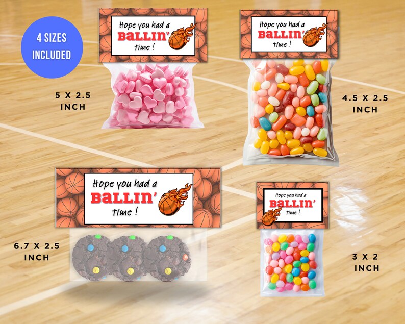 Basketball Birthday Party Treat Bag Toppers for Kids, Boys Party, Tags ...
