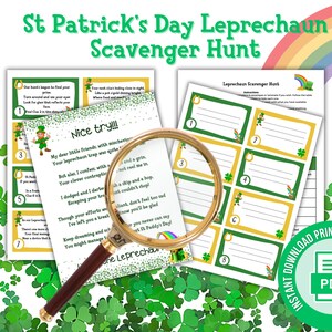 St Patricks Day Indoor Scavenger Hunt for Kids Printable, Leprechaun ...