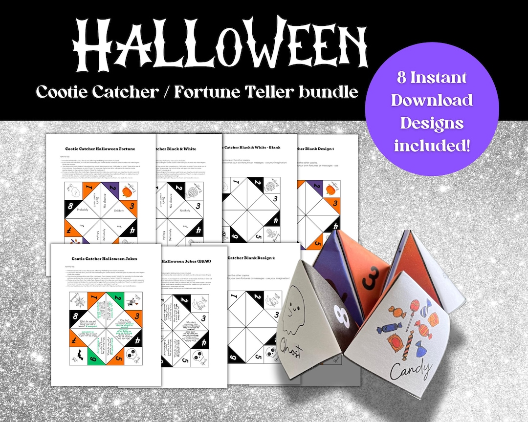 Halloween Cootie Catcher Fortune Teller Bundle Paper Folding Game ...